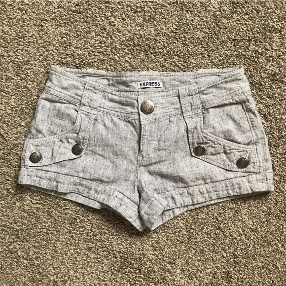 Express | Shorts | Heathered Blue Linen Shorts By Express | Poshmark
